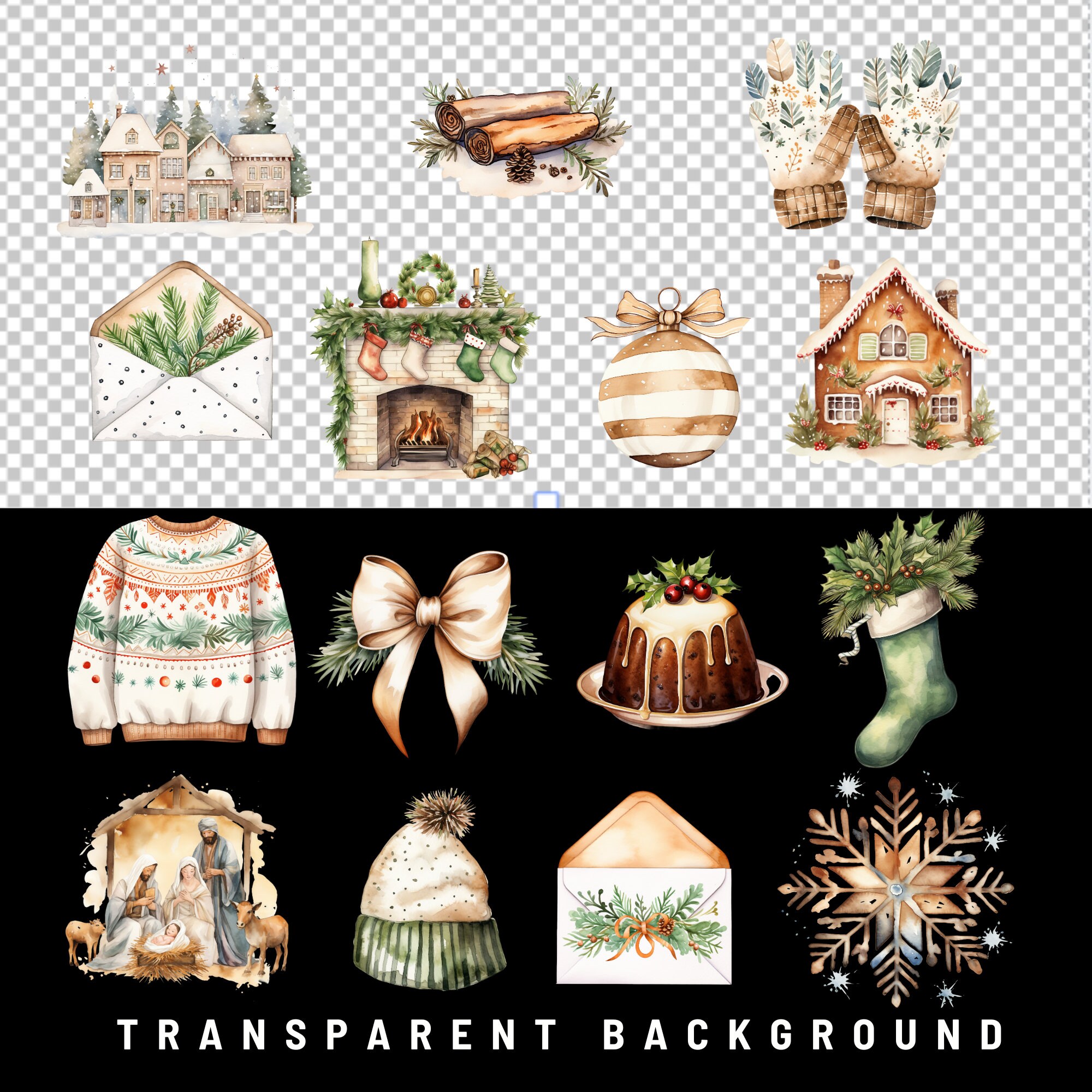 54 PNG Christmas Clipart Bundle, Christmas Clipart PNG, Christmas ...