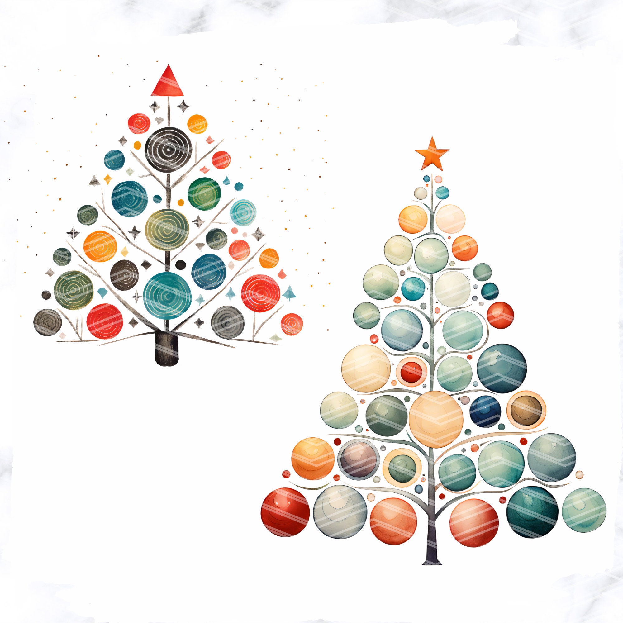 7 PNG Geometric Christmas Tree Clipart, Vintage Christmas Tree ...