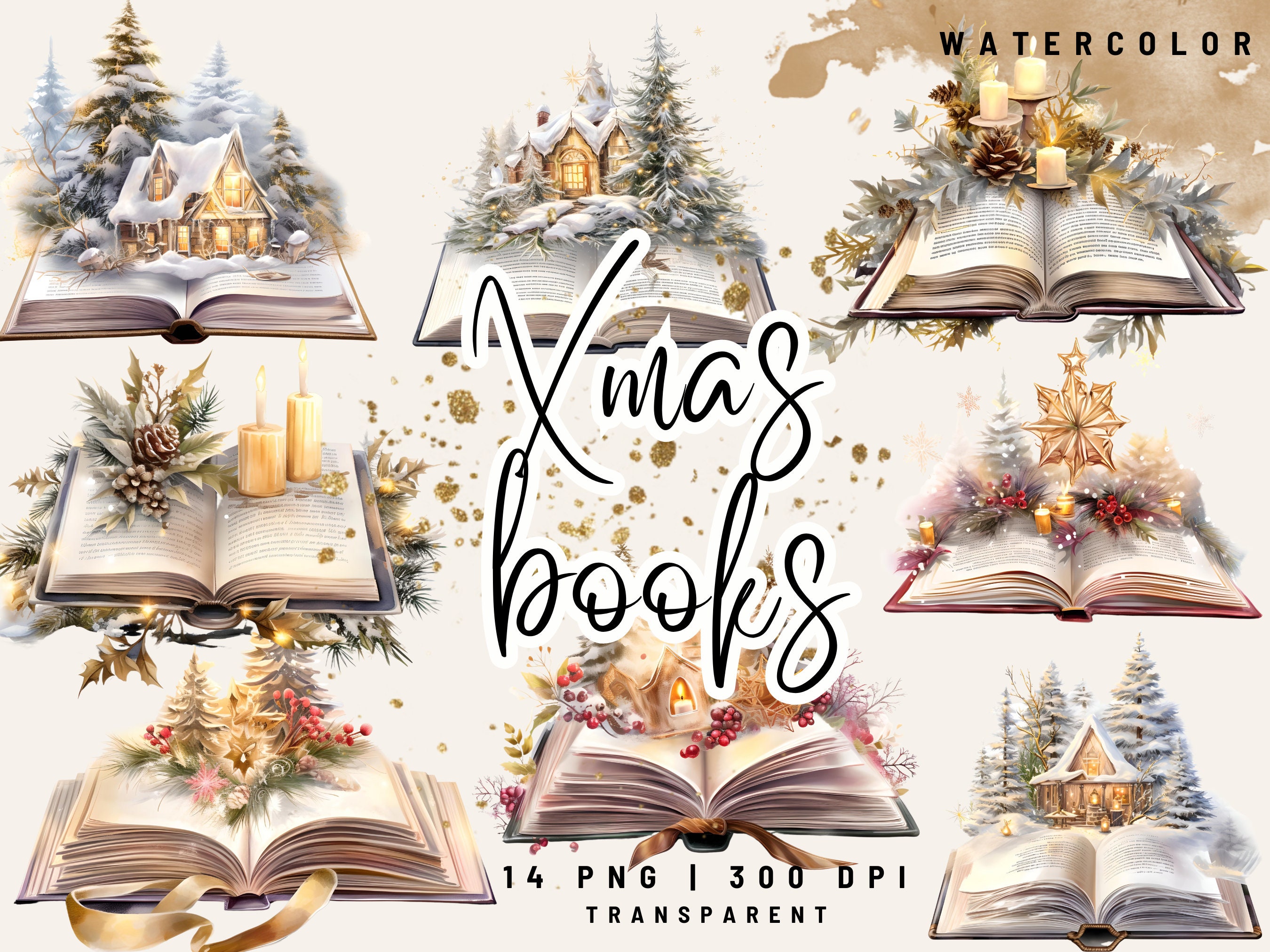 14 Png Christmas Book Clipart Watercolor Christmas Books Watercolor