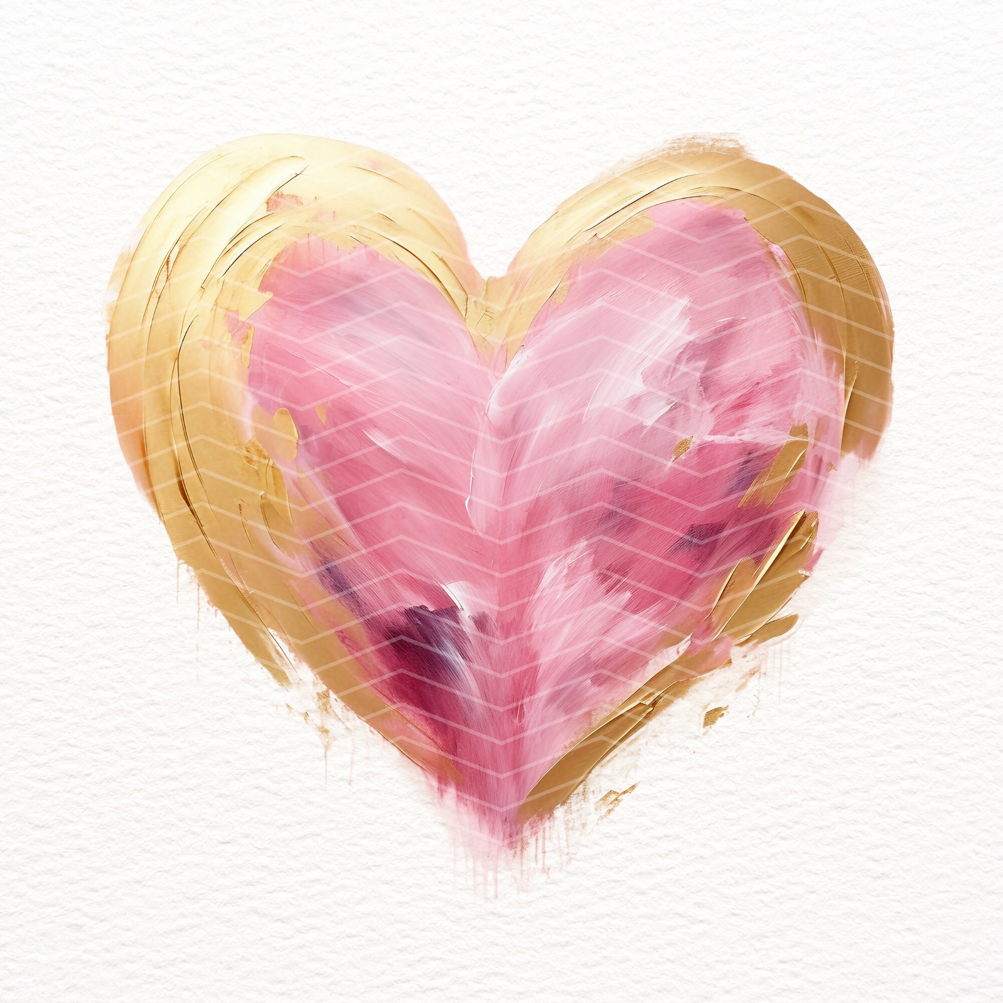 Pink Gold Hearts Watercolor Clipart, Watercolor Heart PNG, Valentine ...