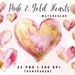 Pink Gold Hearts Watercolor Clipart, Watercolor Heart PNG, Valentine ...