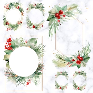 20 PNG Watercolor Christmas Frames Clipart, Christmas Border Clipart ...