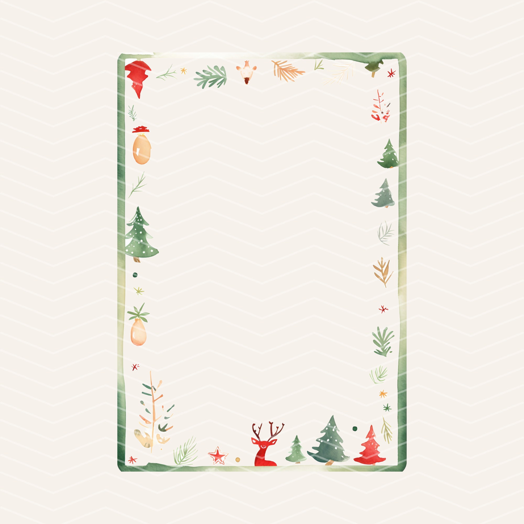 5 PNG Minimalistic Nordic Watercolor Christmas Frame, Christmas Border ...