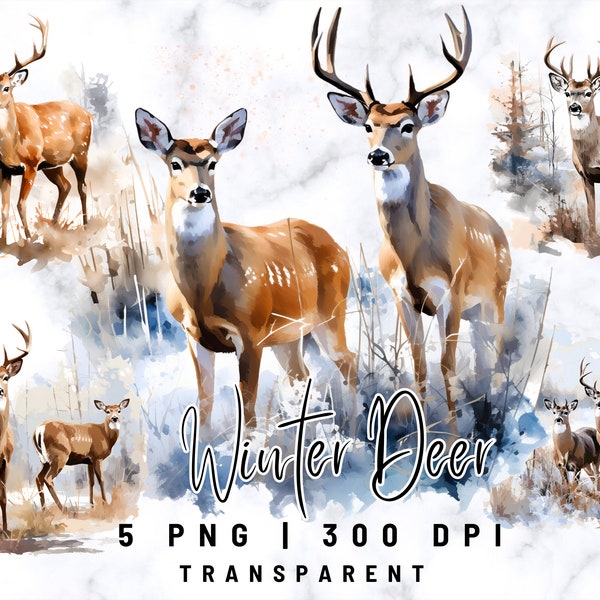 Winter Deer Clip Art - Etsy