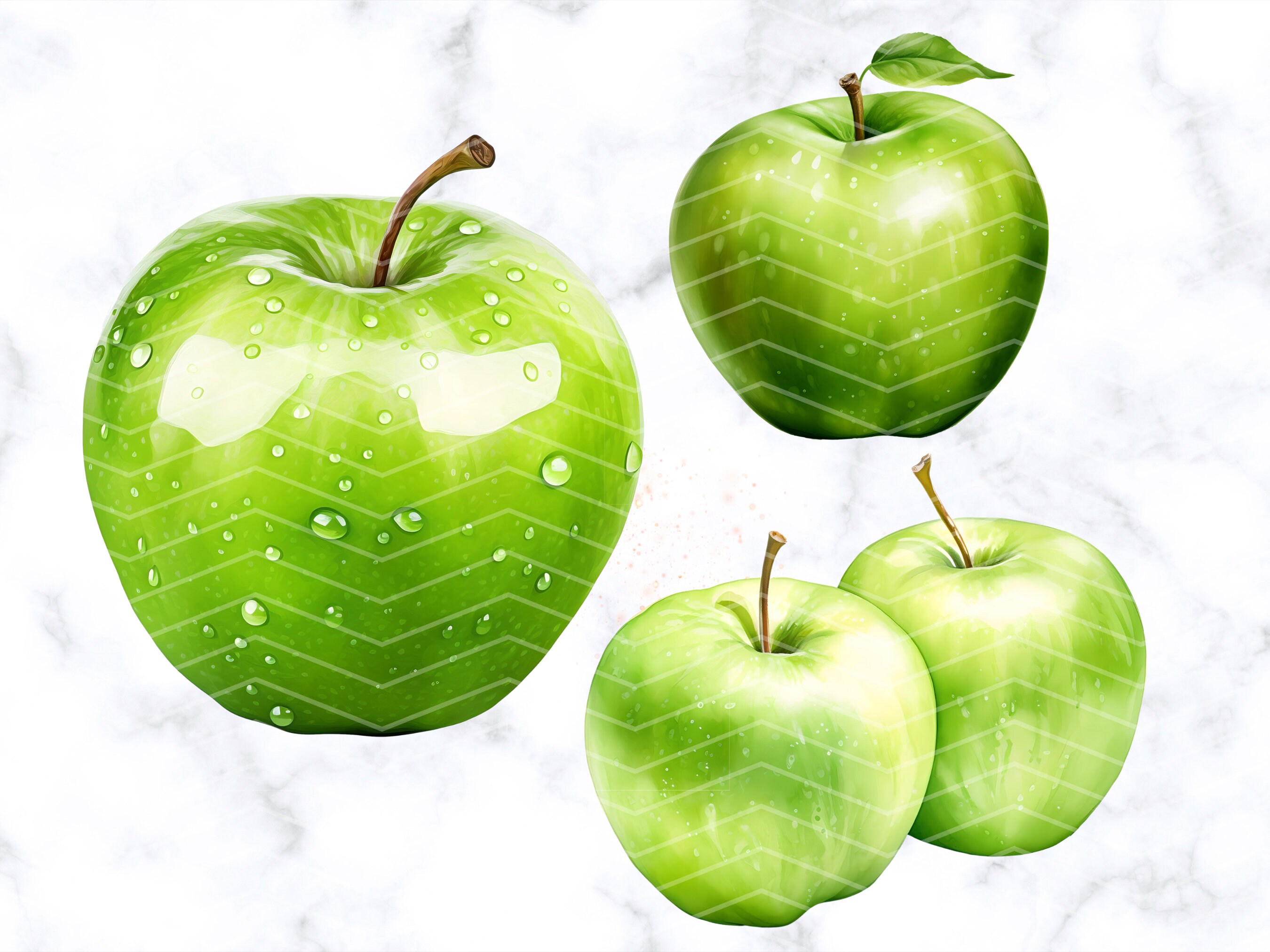 9 Green Apple Clipart, Apples Watercolour Clipart, Summer Fruits ...