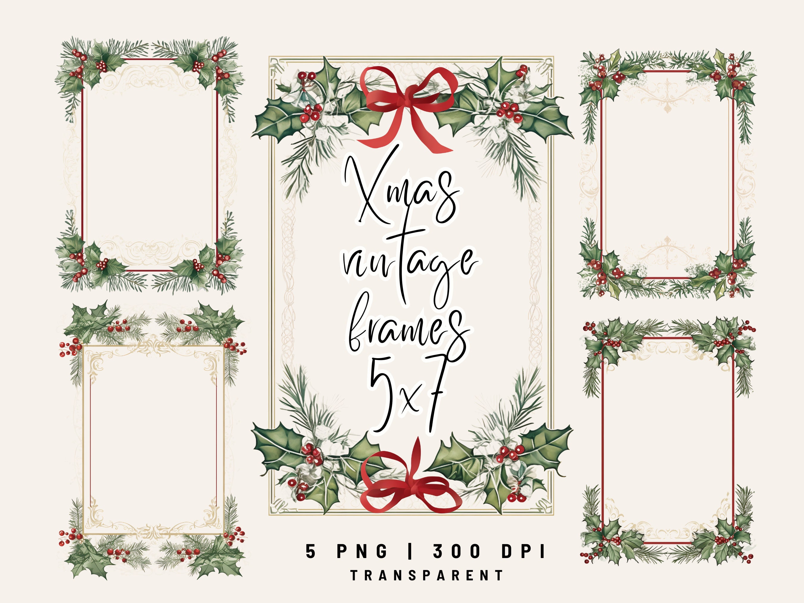 Vintage Christmas Borders Transparent Vintage Christmas Frames PNG