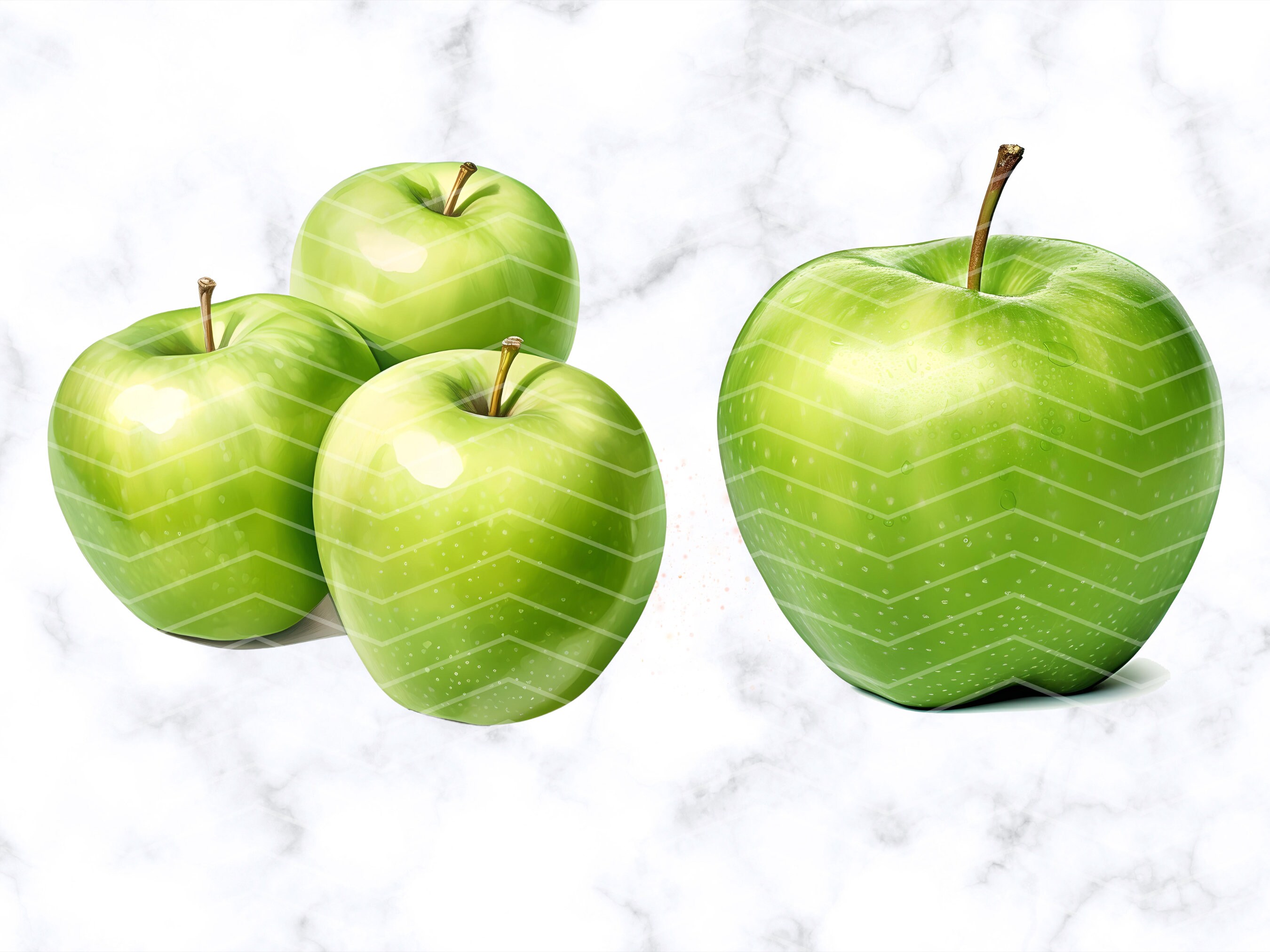 9 Green Apple Clipart, Apples Watercolour Clipart, Summer Fruits ...