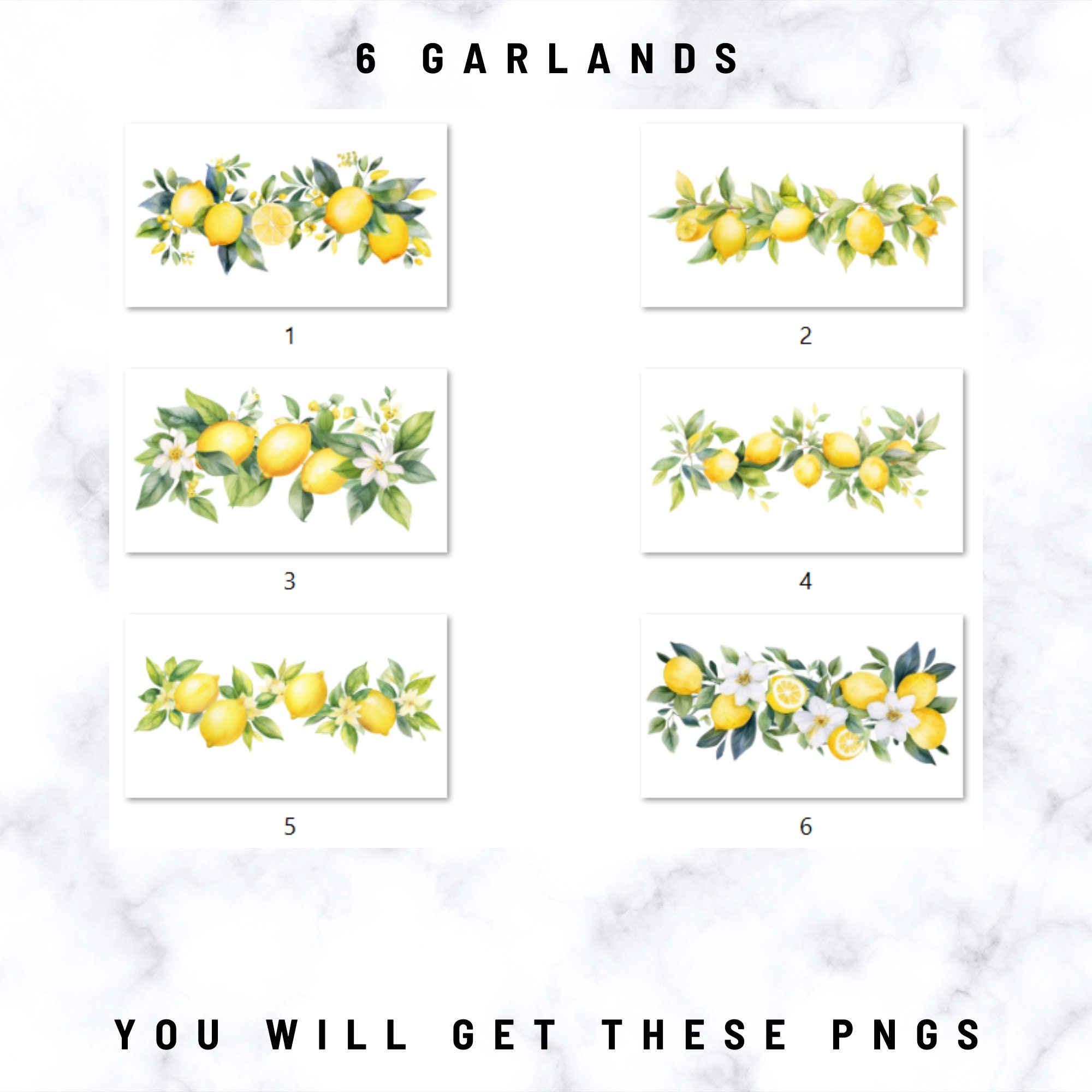 Watercolor Lemon Frames Png Lemon Clipart Bundle Watercolor Lemons ...