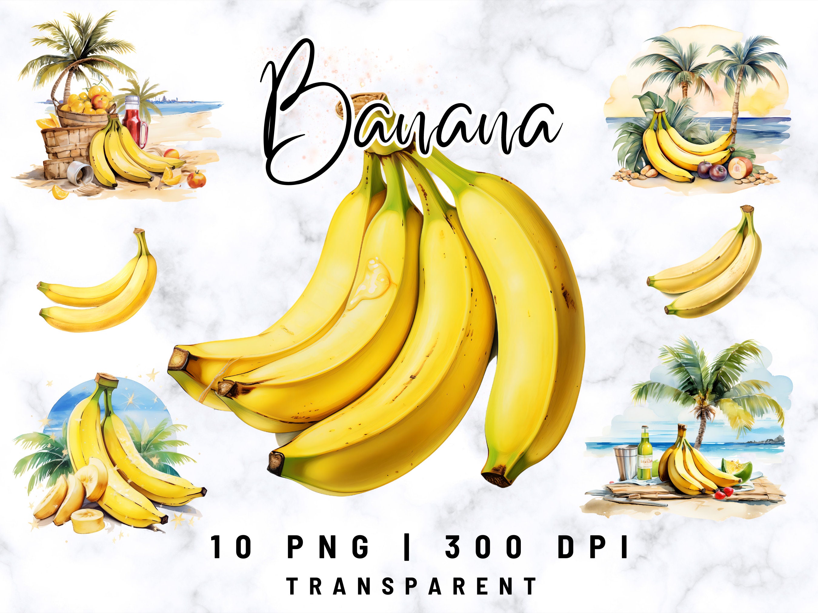 Banana Clipart, Watercolor Banana Clipart, Banana PNG, Banana Clipart ...