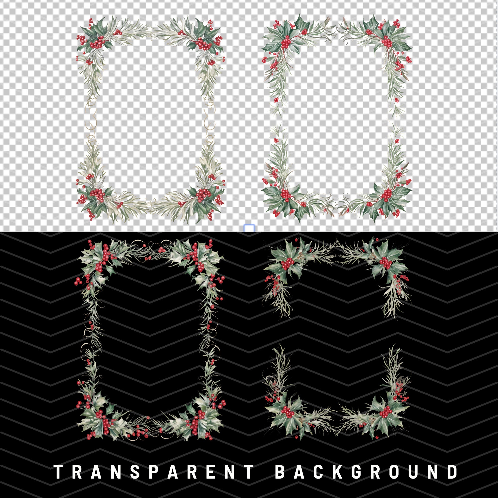 8 PNG Winter Greenery Vintage Frame Clipart, Vintage Christmas Frame ...