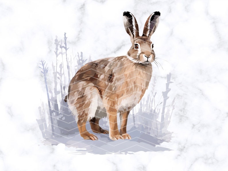 Snowshoe Hare Clipart PNG, Woodland Animals Clipart, Winter Animals ...