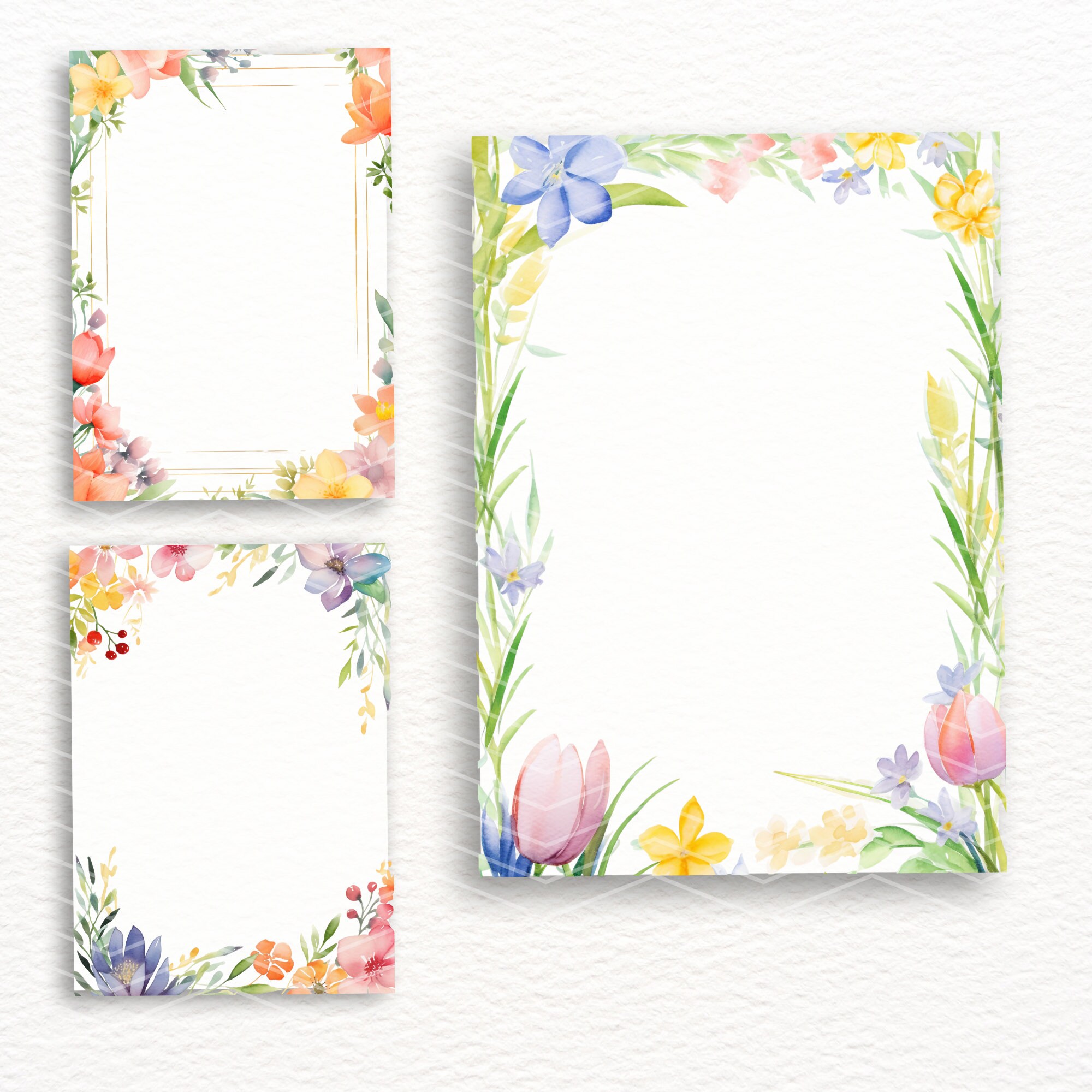 13 PNG Watercolor Spring Flowers Frame Clipart Easter Day Invitation ...