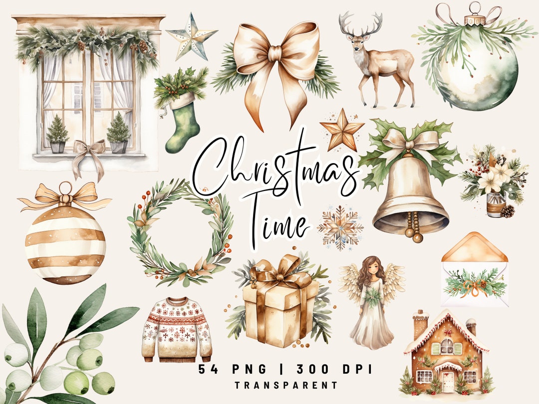 54 PNG Christmas Clipart Bundle, Christmas Clipart PNG, Christmas ...
