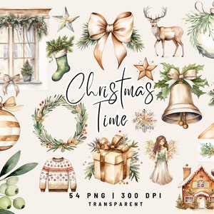 54 PNG Christmas Clipart Bundle, Christmas Clipart PNG, Christmas ...