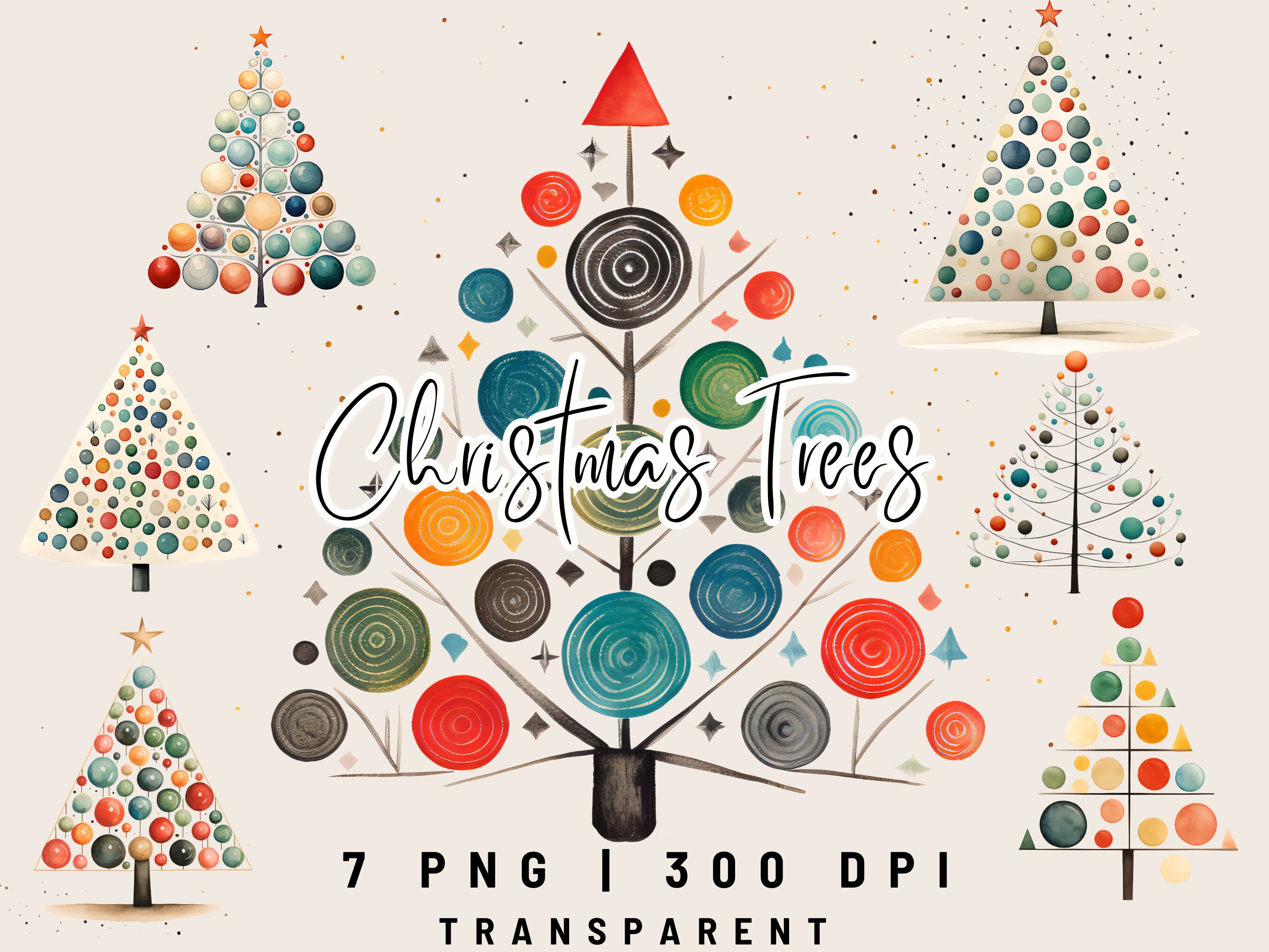 7 PNG Geometric Christmas Tree Clipart, Vintage Christmas Tree ...