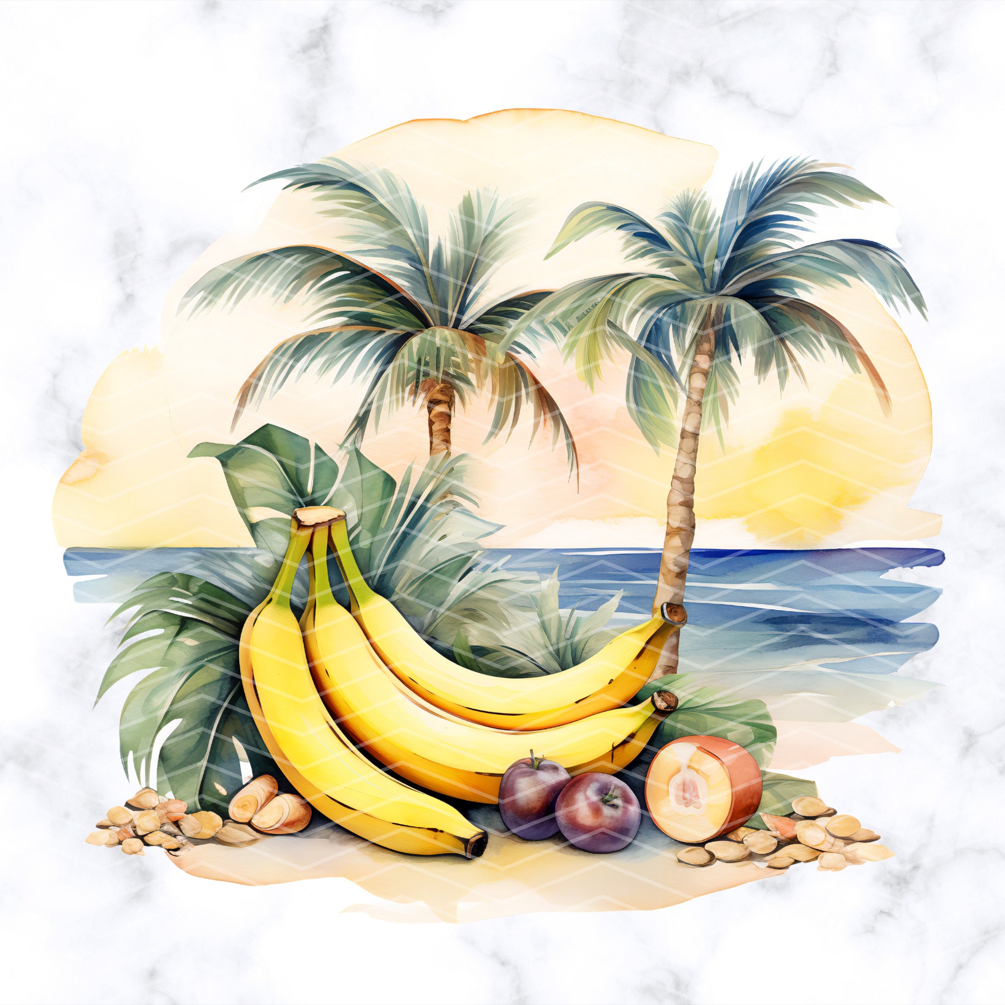 Banana Clipart, Watercolor Banana Clipart, Banana PNG, Banana Clipart ...
