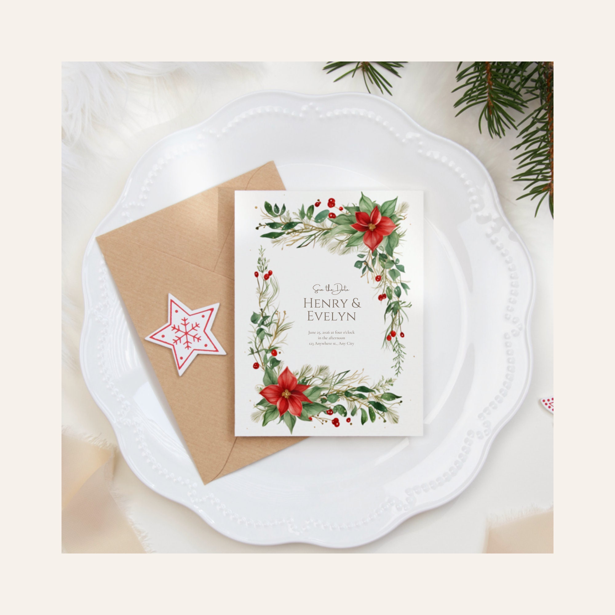 12 PNG Winter Floral Frame Clipart, Watercolor Christmas Frame Clipart ...