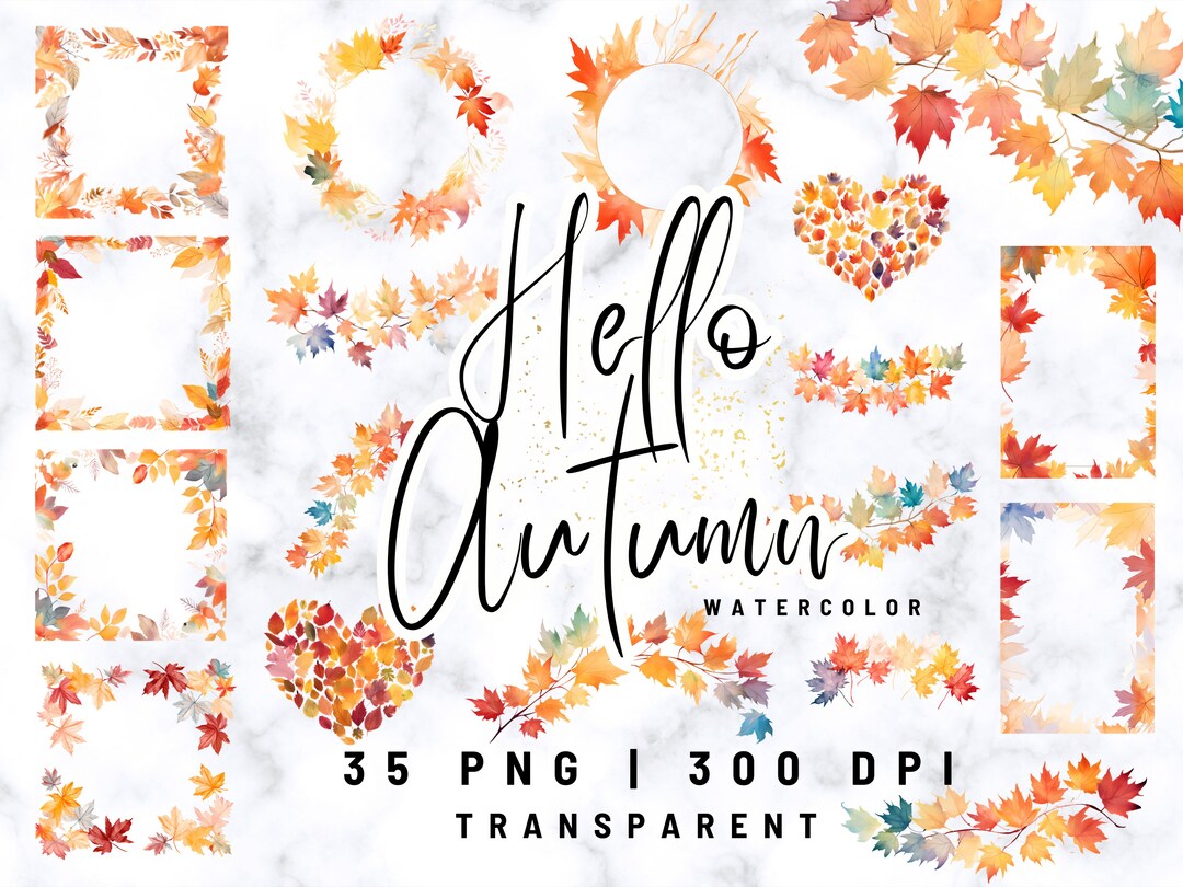 Watercolor Fall Frames Clipart, Autumn Clipart Bundle, Maple Leaf Frame ...
