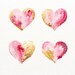 Pink Gold Hearts Watercolor Clipart, Watercolor Heart PNG, Valentine ...