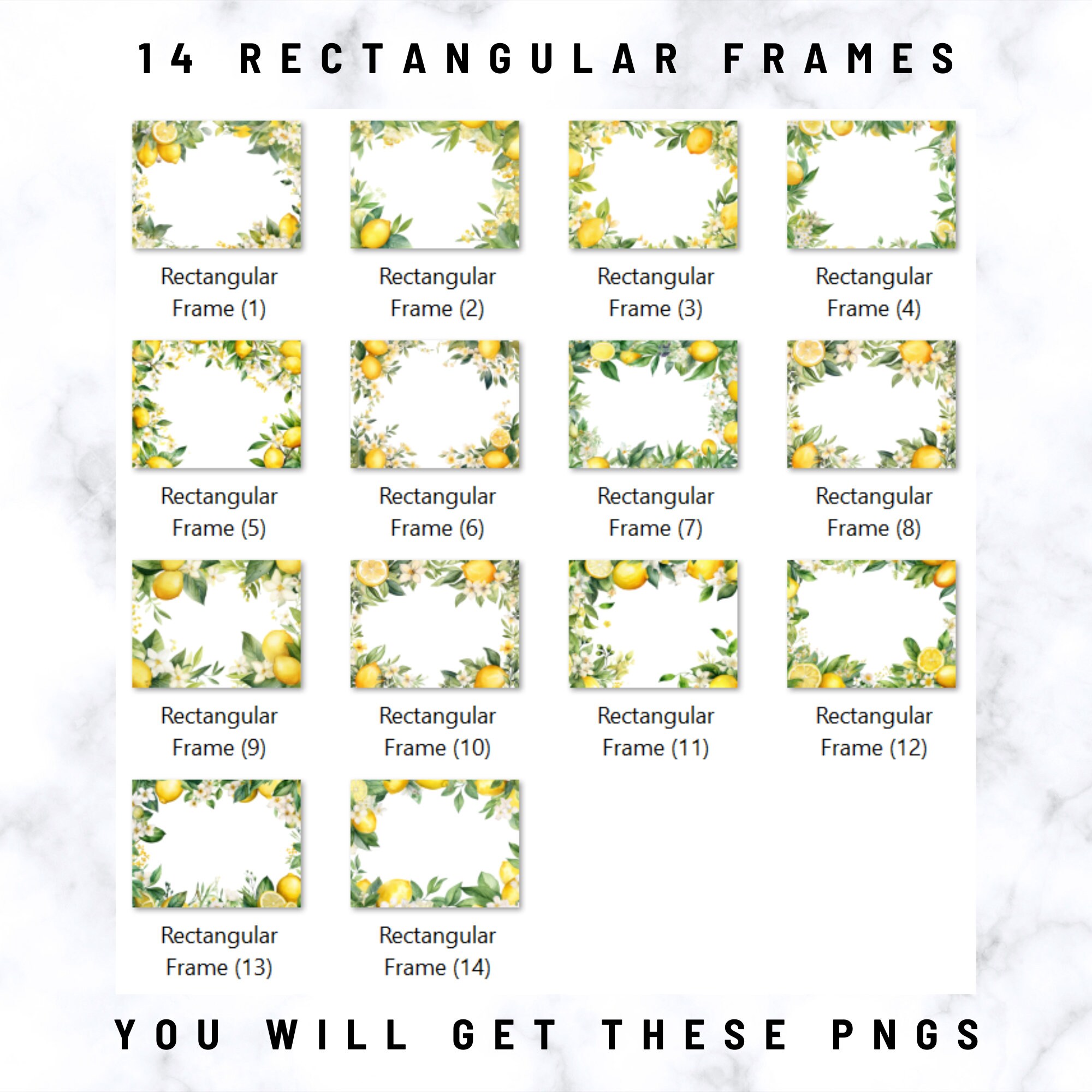 Watercolor Lemon Frames Png Lemon Clipart Bundle Watercolor Lemons ...