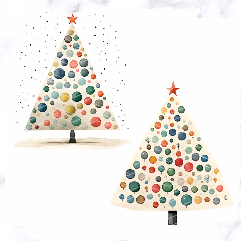 7 PNG Geometric Christmas Tree Clipart, Vintage Christmas Tree ...