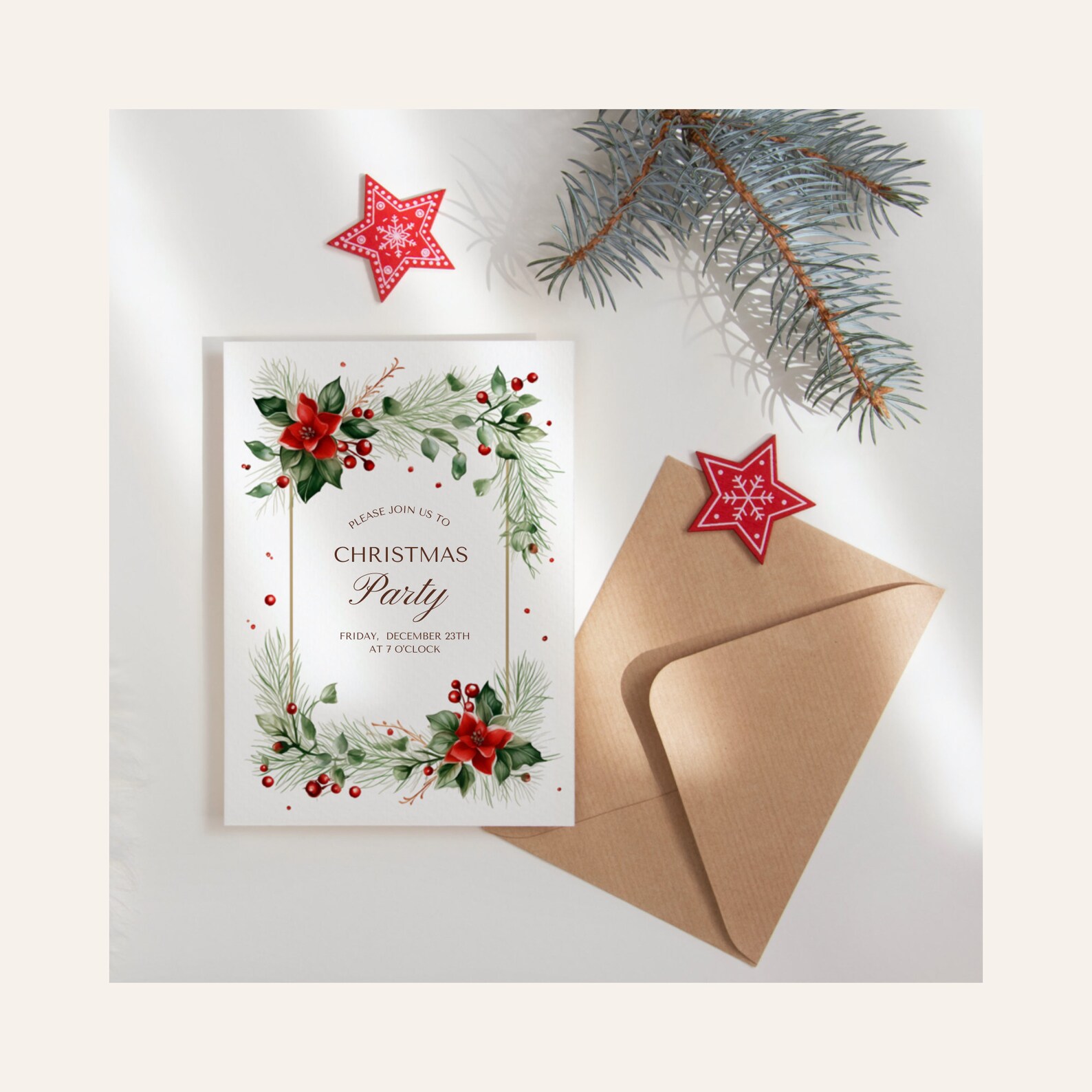 12 PNG Winter Floral Frame Clipart, Watercolor Christmas Frame Clipart ...