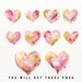 Pink Gold Hearts Watercolor Clipart, Watercolor Heart PNG, Valentine ...