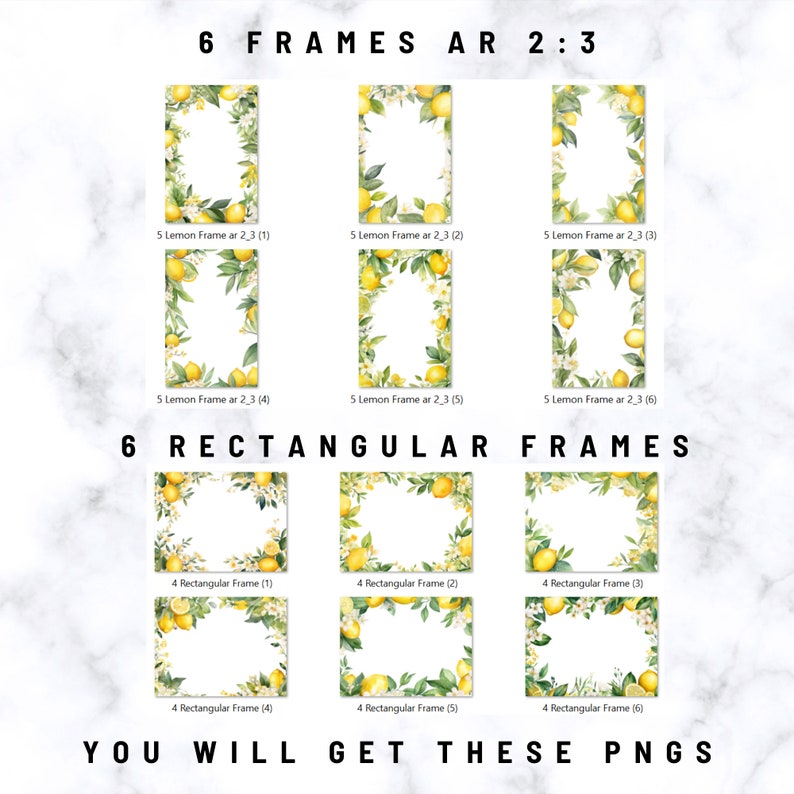 Watercolor Lemon Frames Png Lemon Clipart Bundle Watercolor Lemons ...