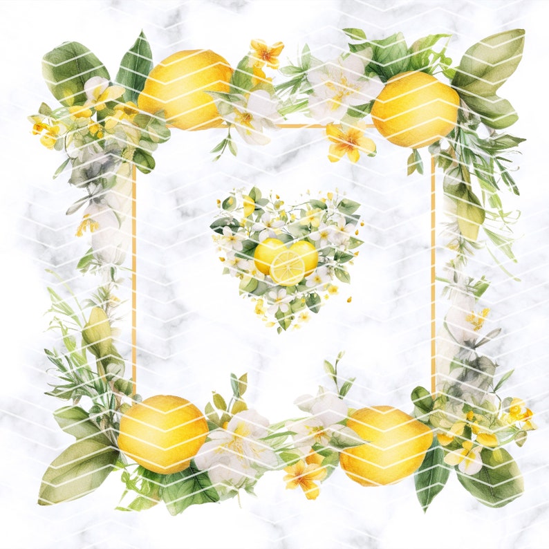Watercolor Lemon Frames Png Lemon Clipart Bundle Watercolor Lemons ...