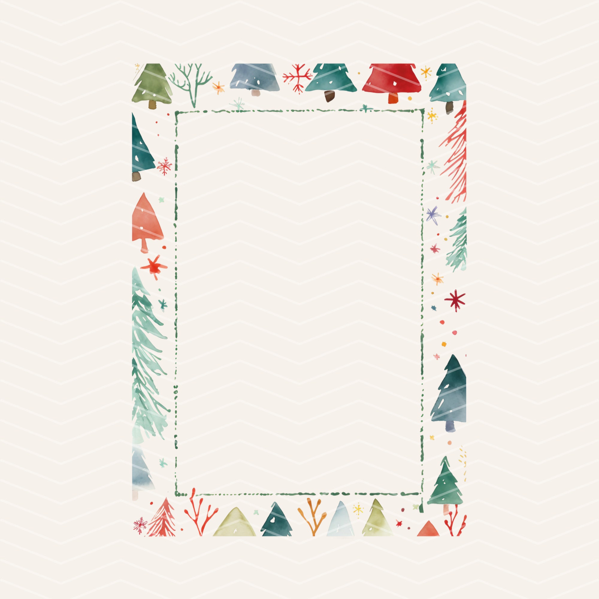 5 PNG Minimalistic Nordic Watercolor Christmas Frame, Christmas Border ...