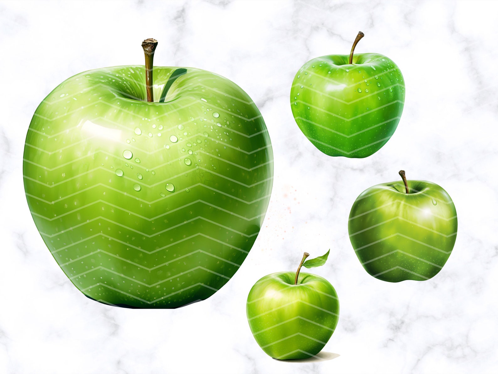 9 Green Apple Clipart, Apples Watercolour Clipart, Summer Fruits ...