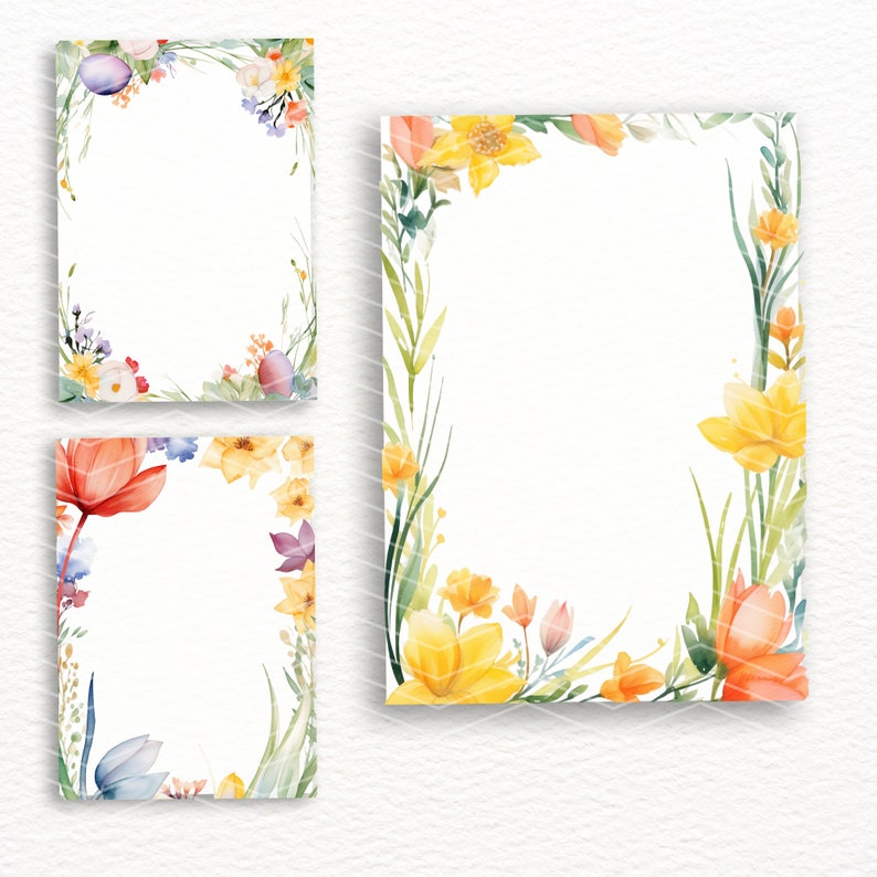 13 PNG Watercolor Spring Flowers Frame Clipart Easter Day Invitation ...
