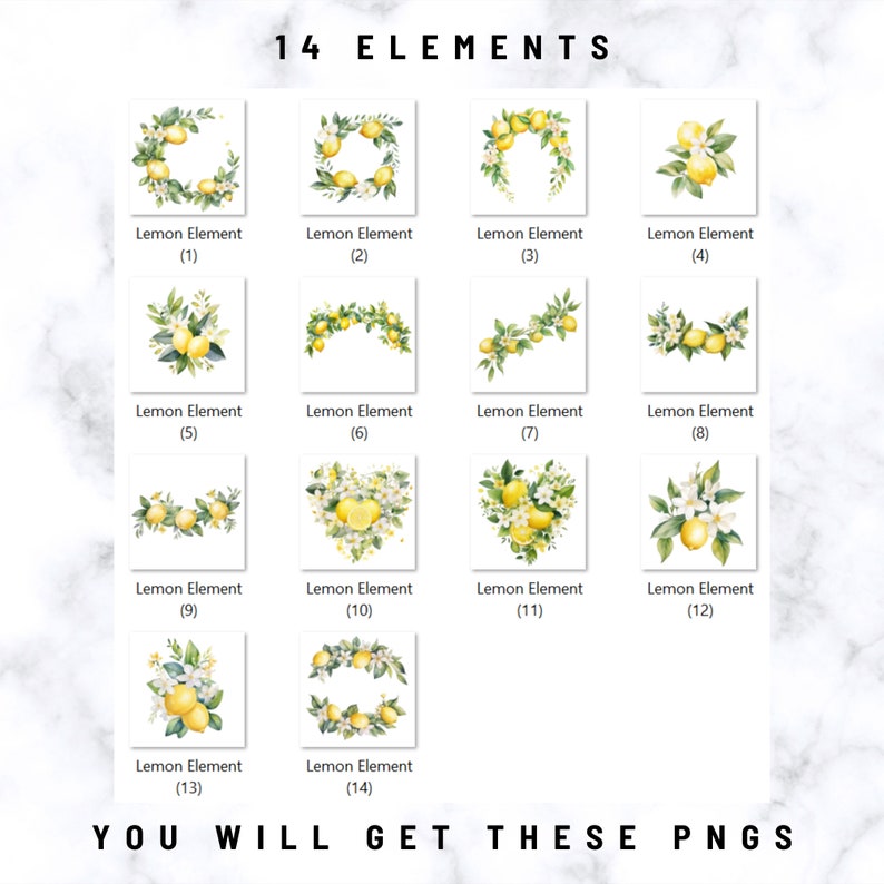 Watercolor Lemon Frames Png Lemon Clipart Bundle Watercolor Lemons ...