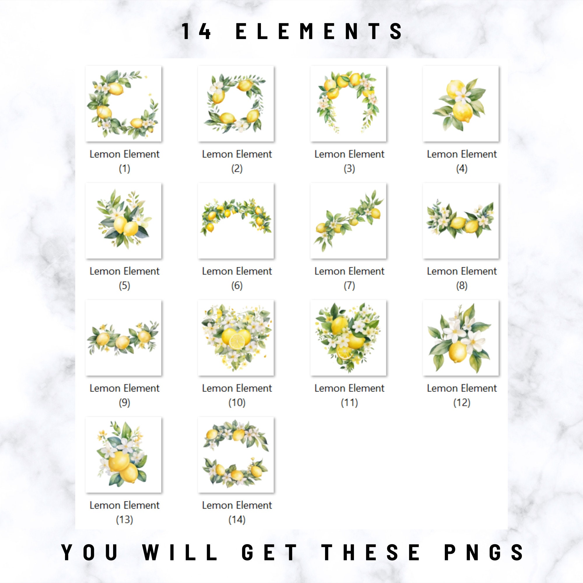 Watercolor Lemon Frames Png Lemon Clipart Bundle Watercolor Lemons ...