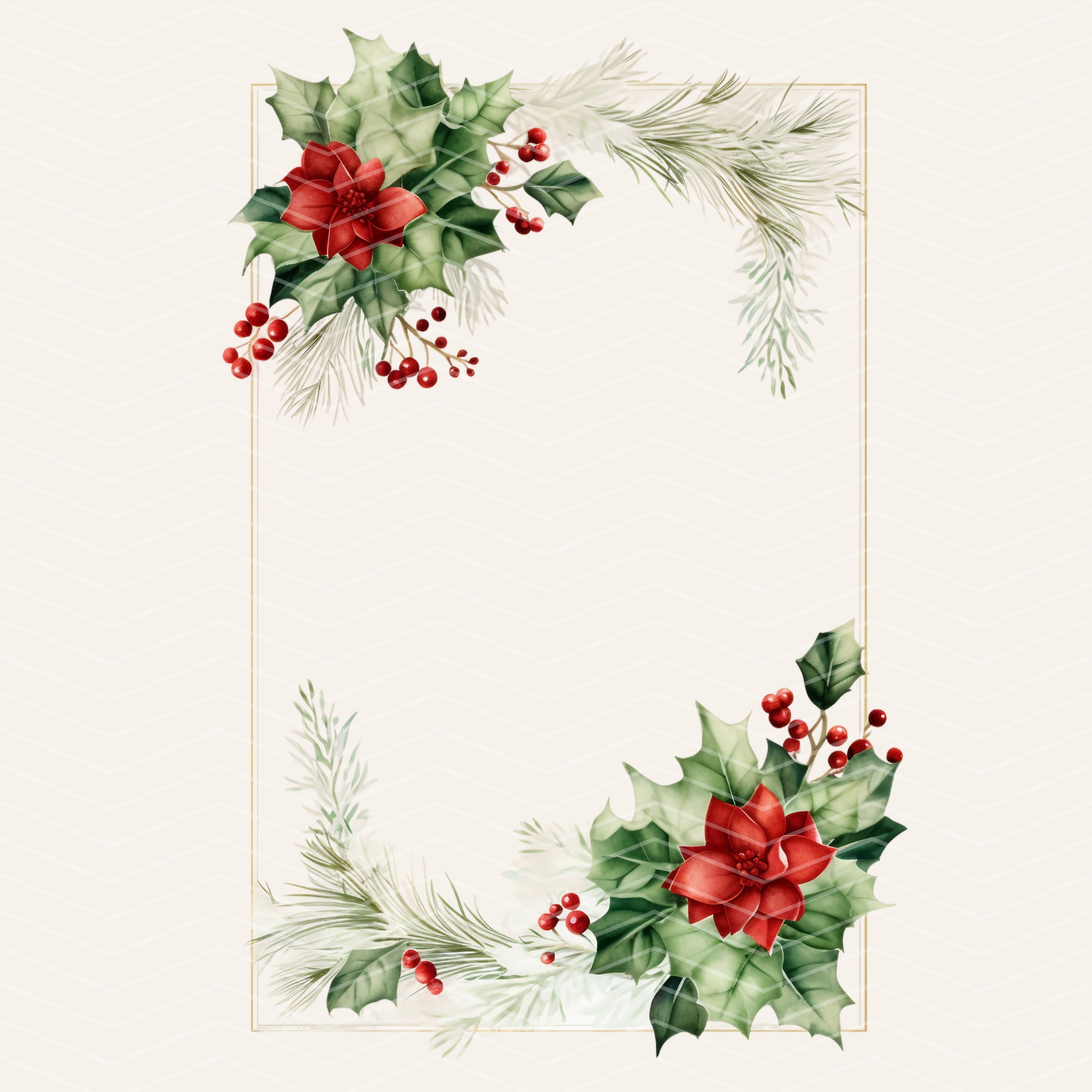12 PNG Winter Floral Frame Clipart, Watercolor Christmas Frame Clipart ...