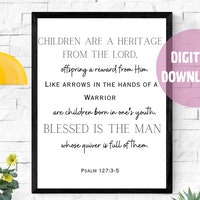 Psalm 127:3-5, Printable Bible Verse Fathers Day Gift Blessed is the ...