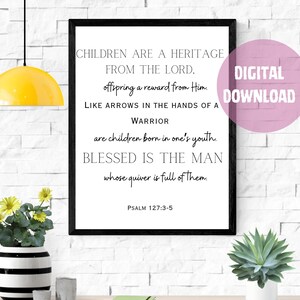 Psalm 127:3-5, Printable Bible Verse Fathers Day Gift Blessed is the ...