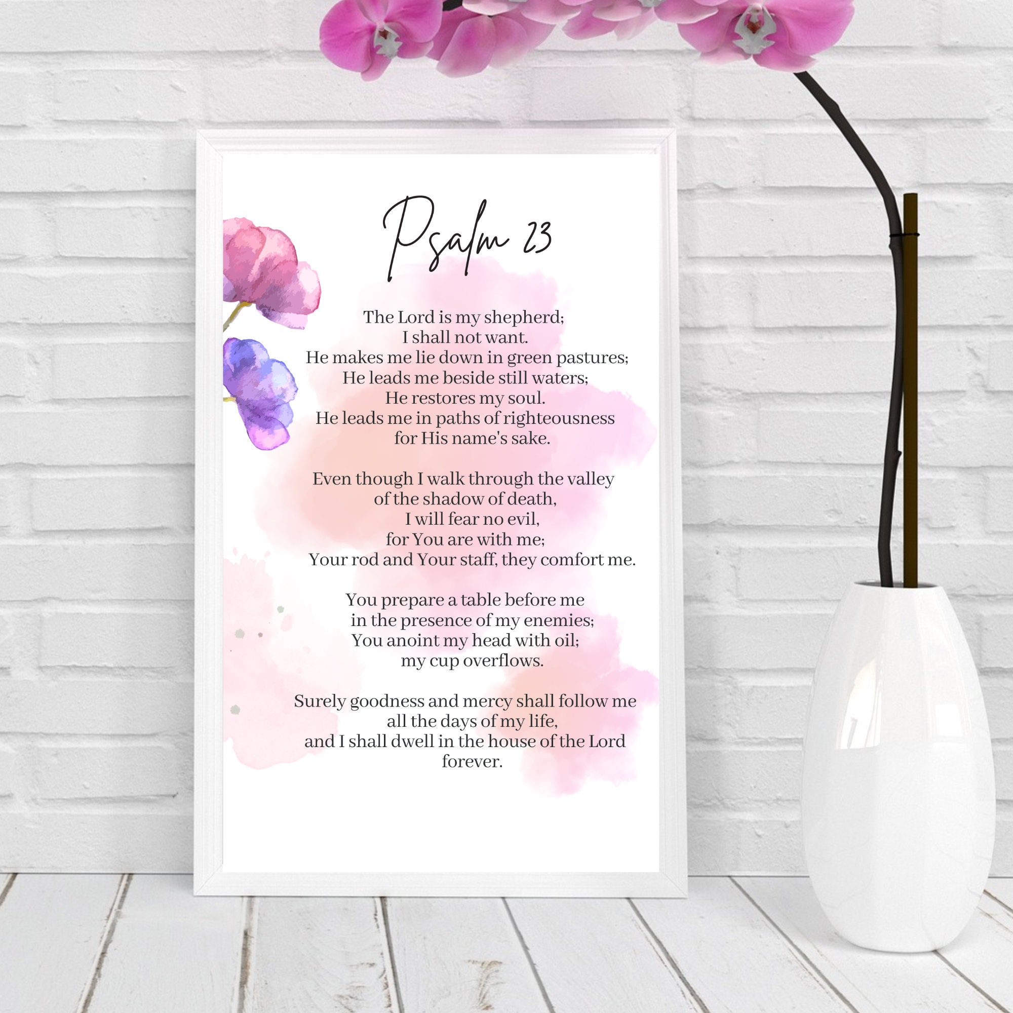 Psalm 23 Bible Verse the Lord is My Shepherd I Shall Not Want Wall Art ...