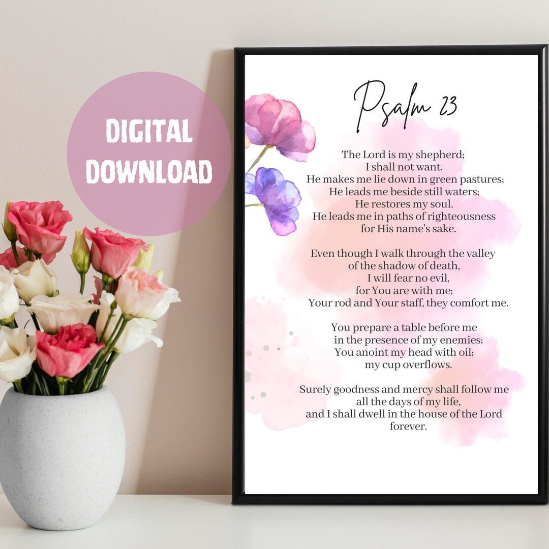 Psalm 23 Bible Verse the Lord is My Shepherd I Shall Not Want Wall Art ...