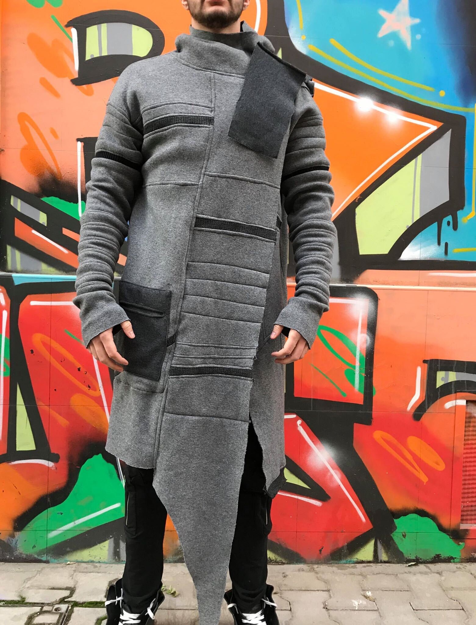 Two-sided Mens Coat, Men Cardigan, Handmade Men's Coat, Long Sleeve ...