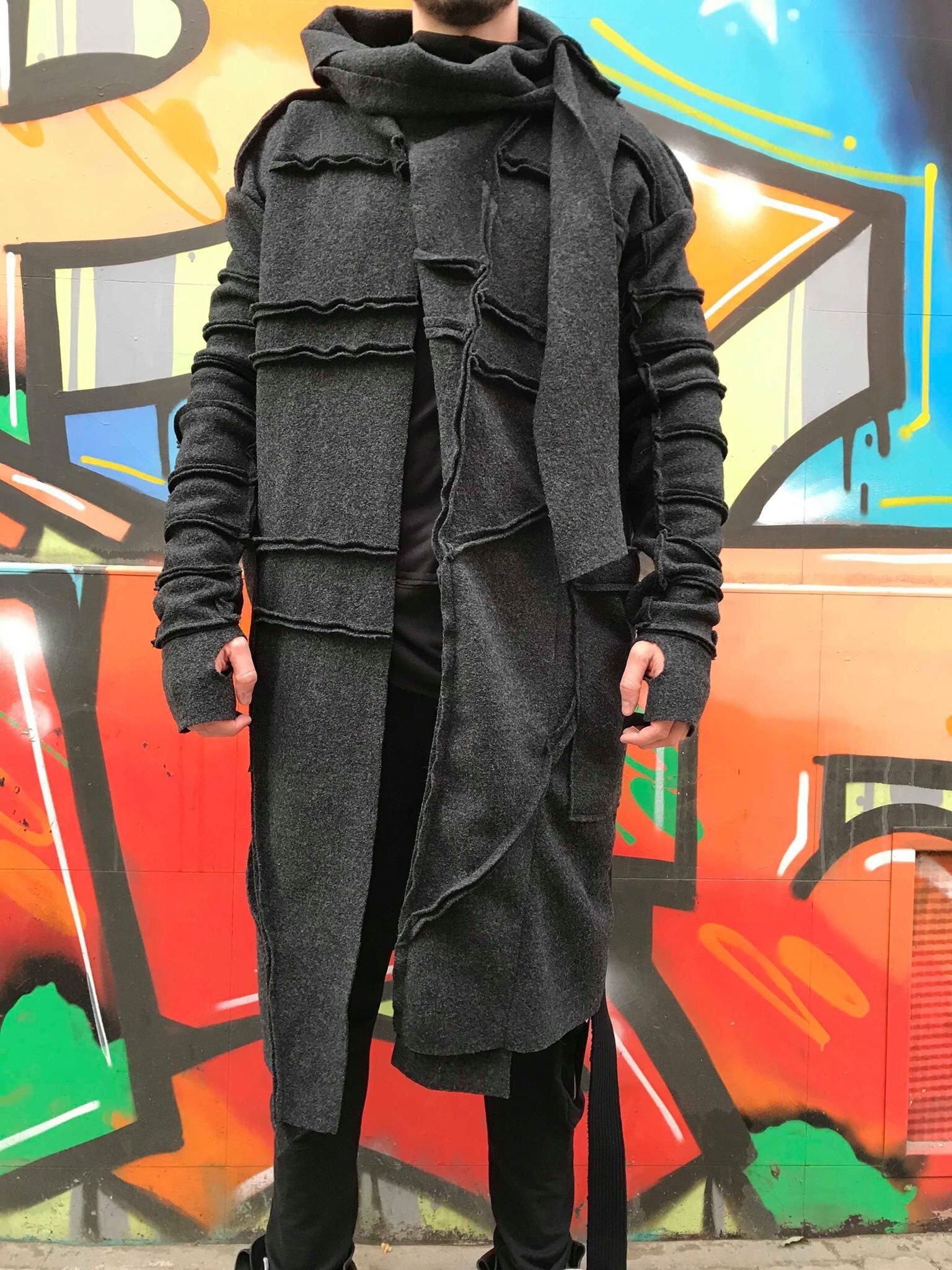 Two-sided Mens Coat, Men Cardigan, Handmade Men's Coat, Long Sleeve ...