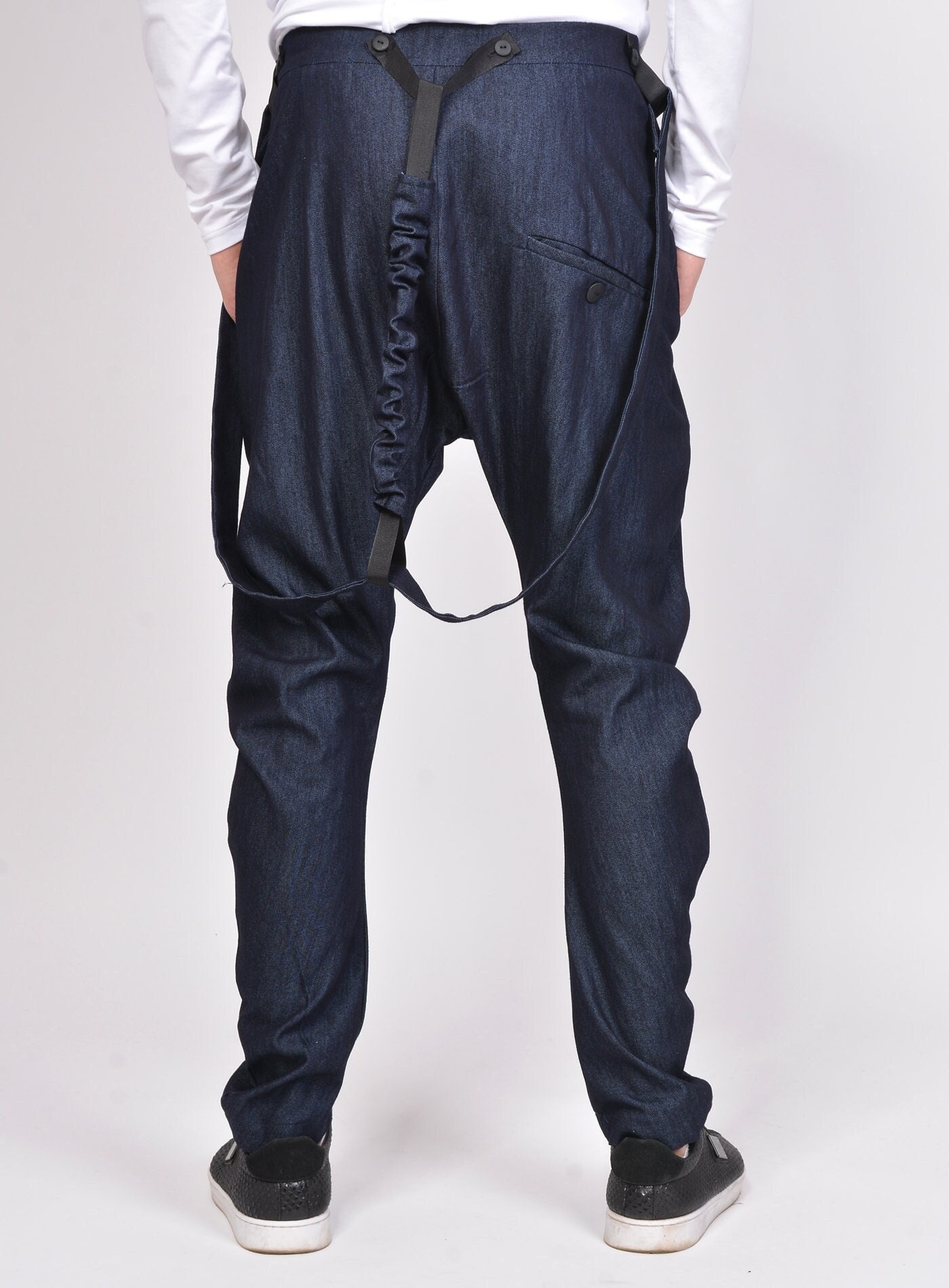 Designer Pants, Men's Harem Pants Denim Pants, Designer Trousers, Long ...