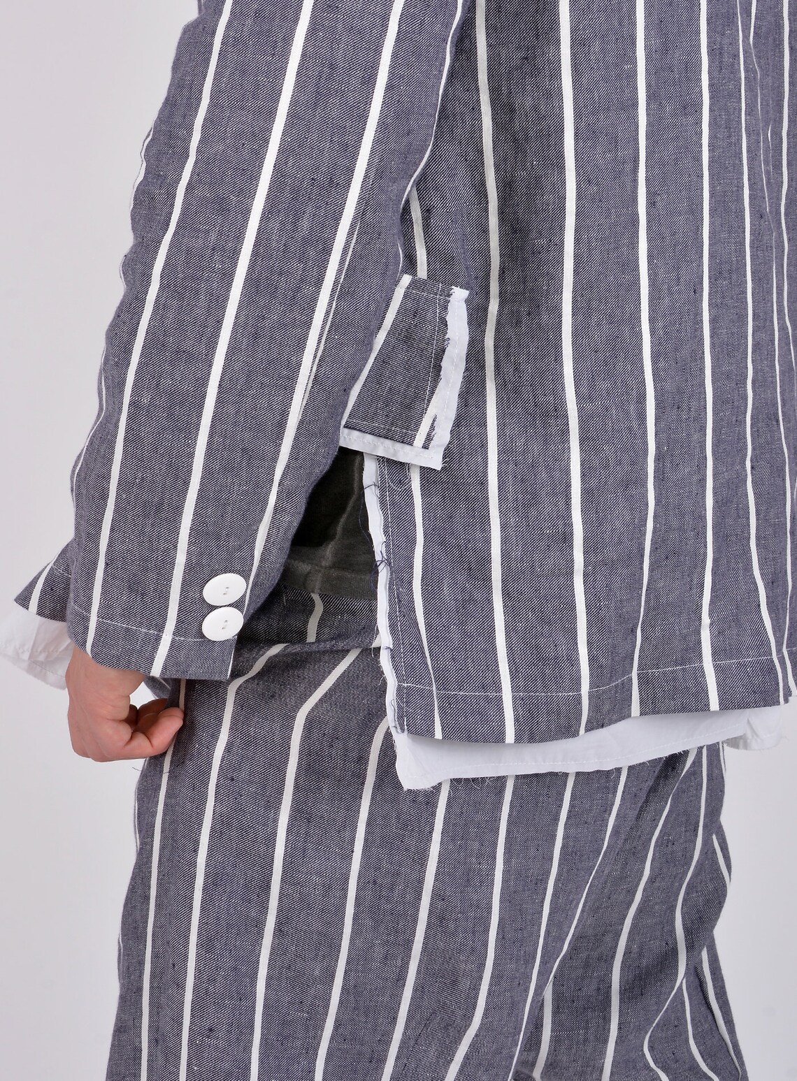 Men's Linen Costume Asymmetric Blazer Long Sleeves - Etsy