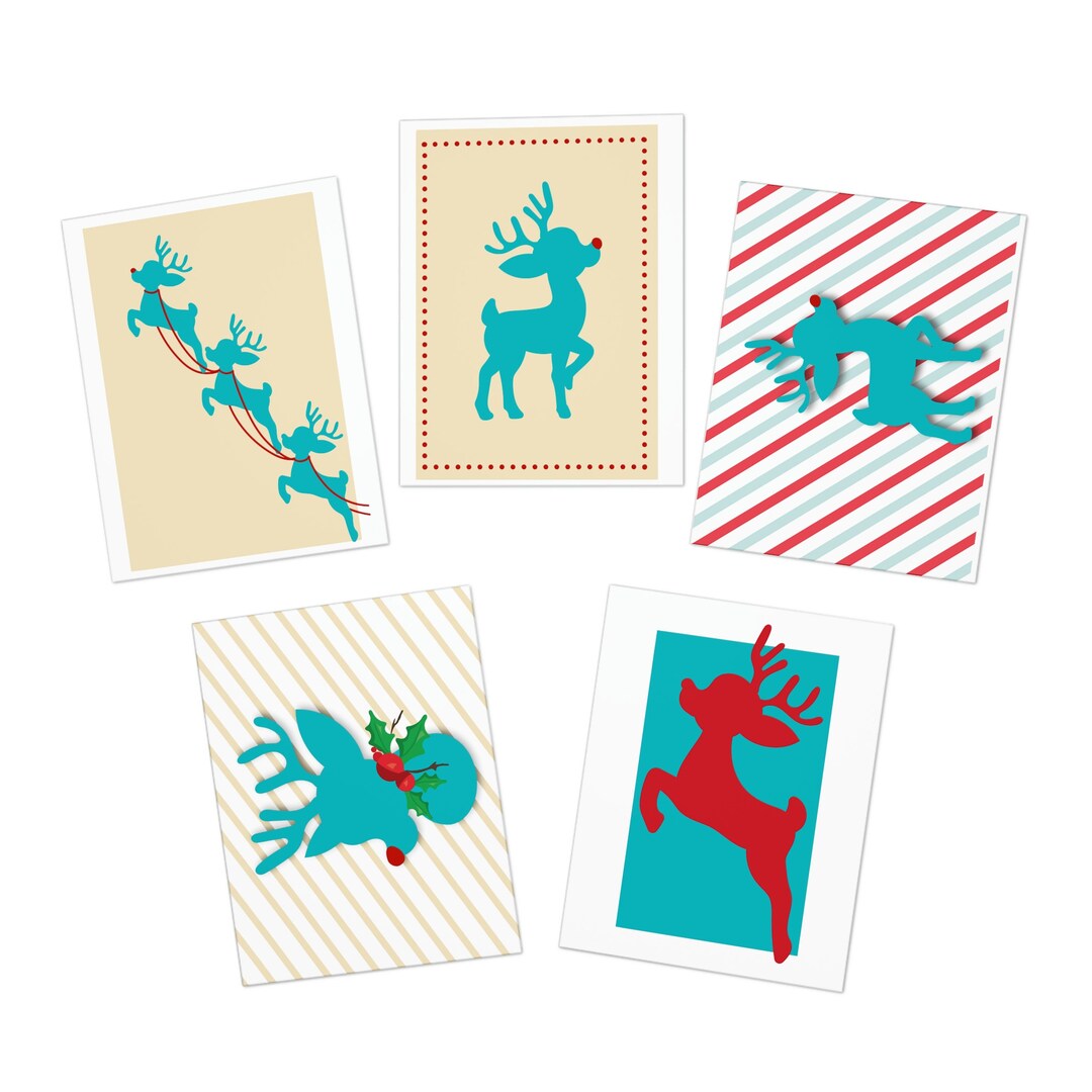 Modern Rudolph Greeting Card Set - Etsy