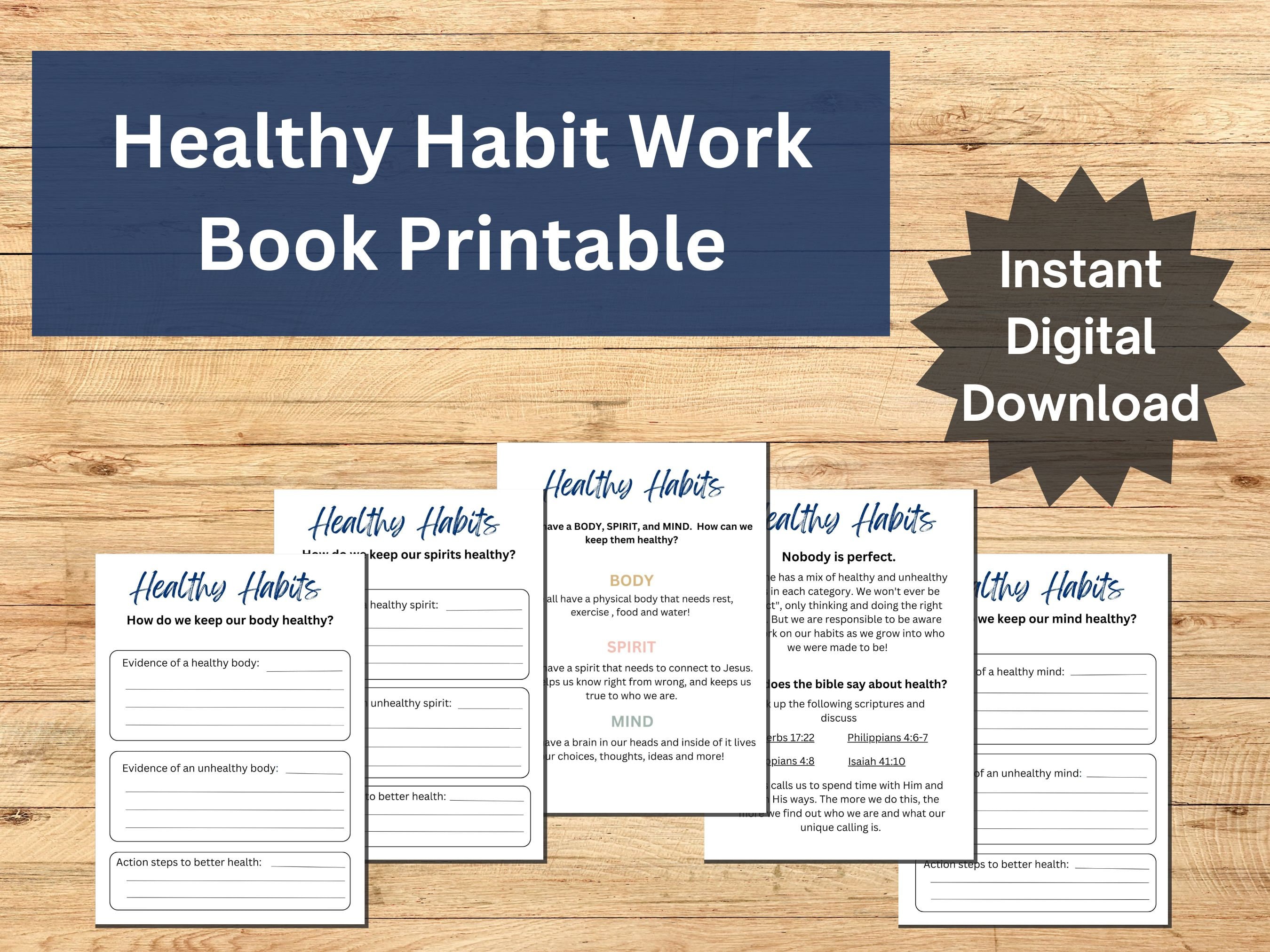 Healthy Habits Workbook Printable - Etsy