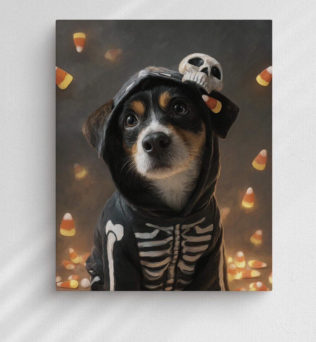 Skeleton Dog Portrait | Horror Gift, Halloween Art, Spooky Pet ...
