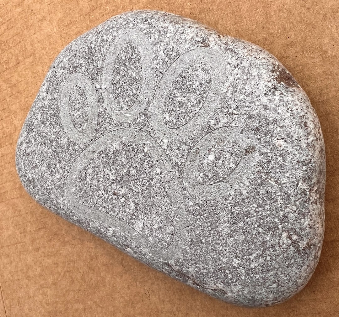 Engraved River Stone / Cobble PAW PRINT Memory Stone / - Etsy