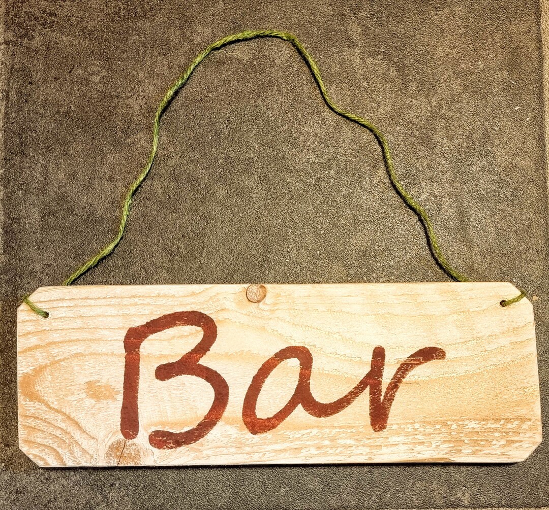 Eco-rustic Wooden Hanging bar Sign / Plaque - Etsy