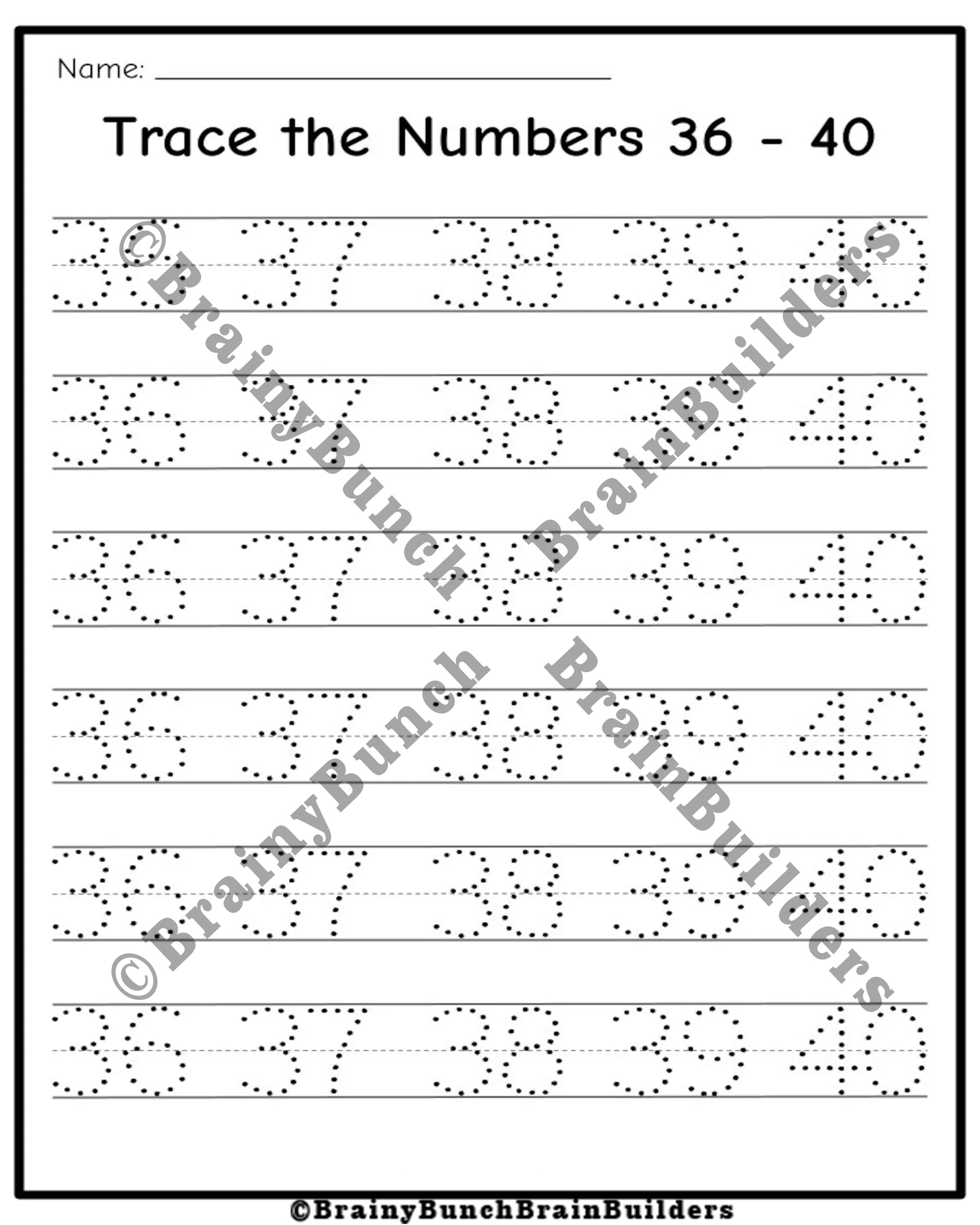Number Tracing Worksheet 1-50 - Etsy