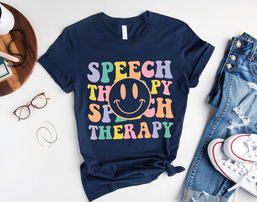 Speech Therapy Shirt, Retro Smile Face Speech Therapist Shirt, Speech ...